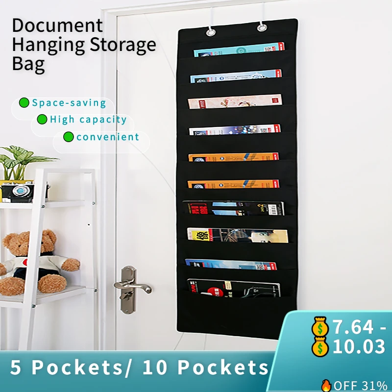 Document Hanging Storage Bag Oxford Cloth Storage Pocket Chart Hanging ...