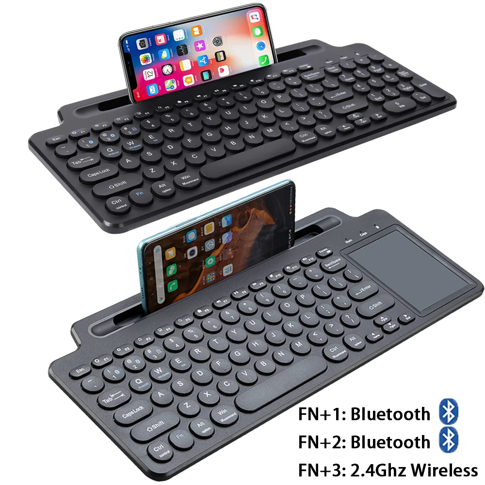 2.4G Wireless Bluetooth Keyboard With Touchpad Card Slot Silent Numeric ...