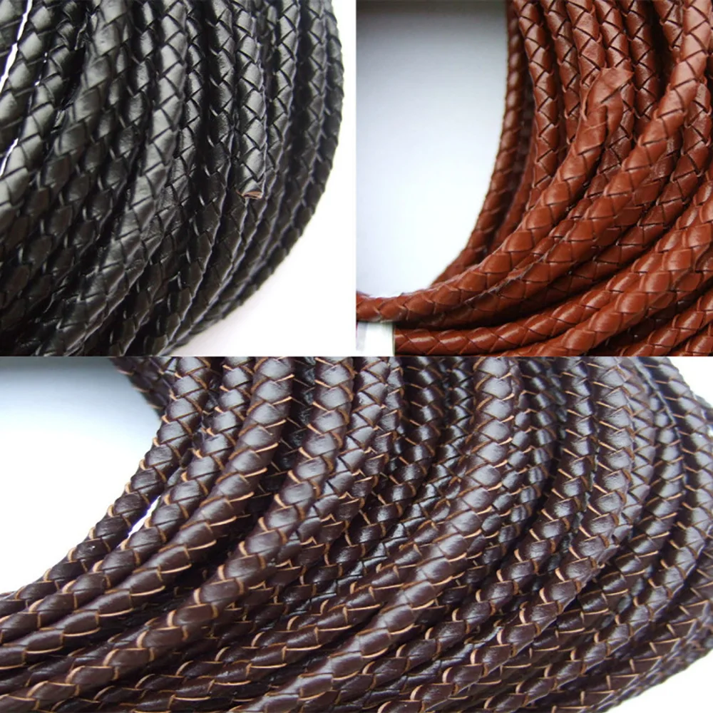 Plaited leather cord Black 4 mm Round diameter Papercraft Craft ...