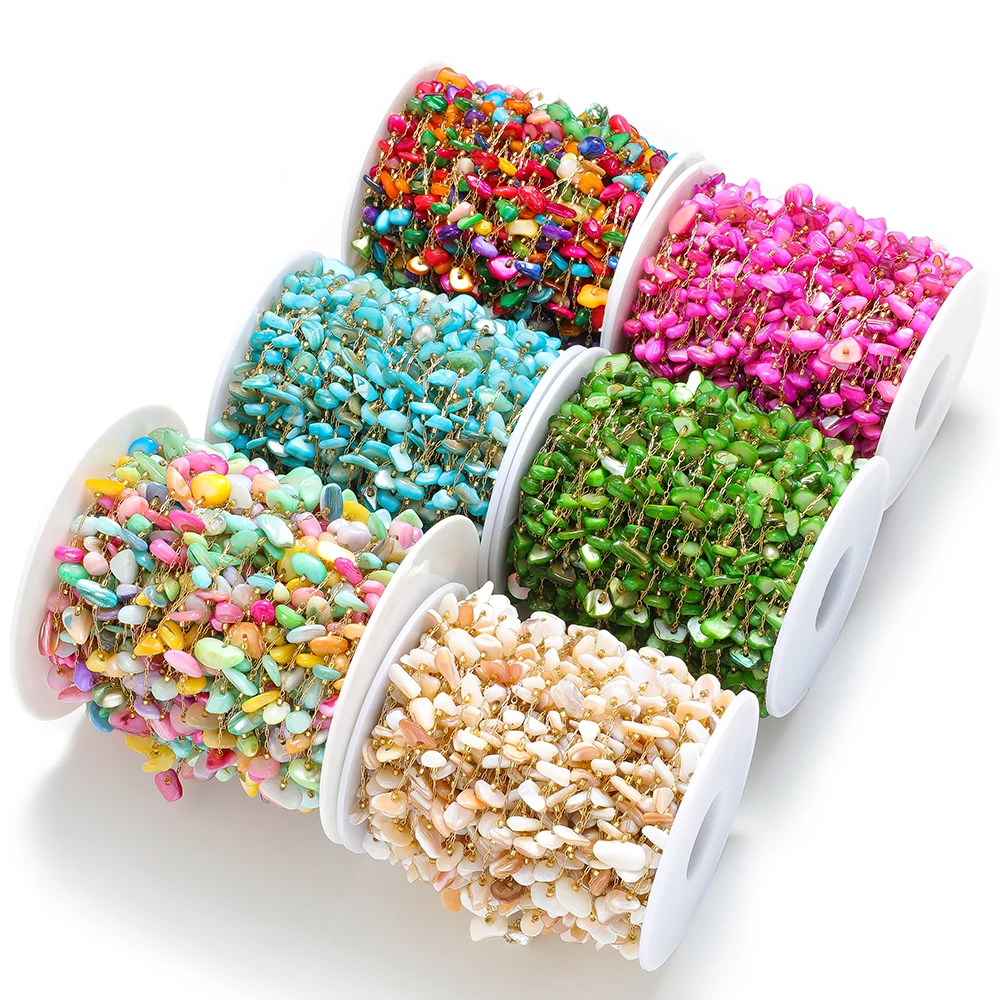 1 Meter Stainless Steel Colorful Seashell Crafts Chains for DIY Jewelry ...