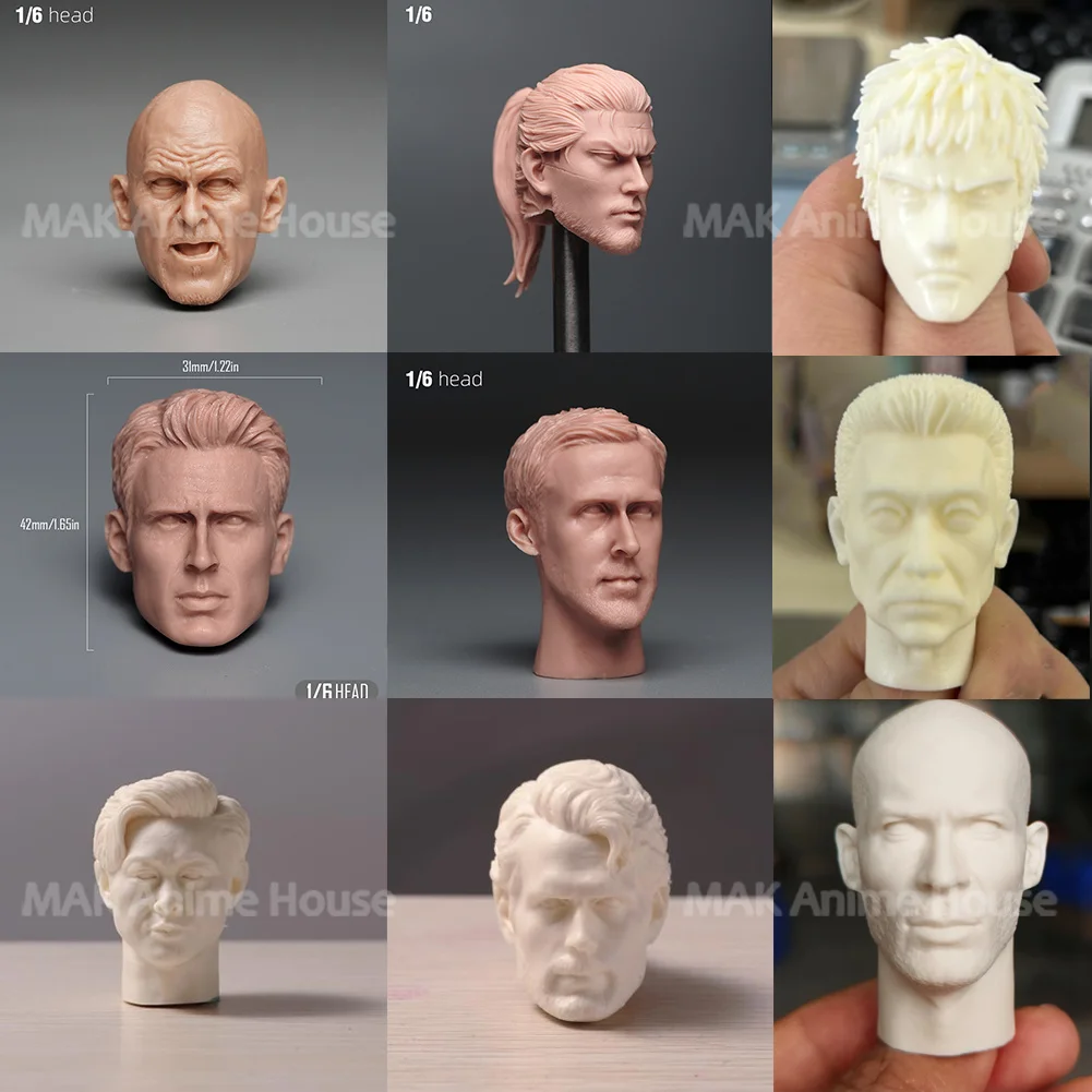 In Stock Unpainted 1/6Head Sculpt Chinese American Legendary Figure Man ...