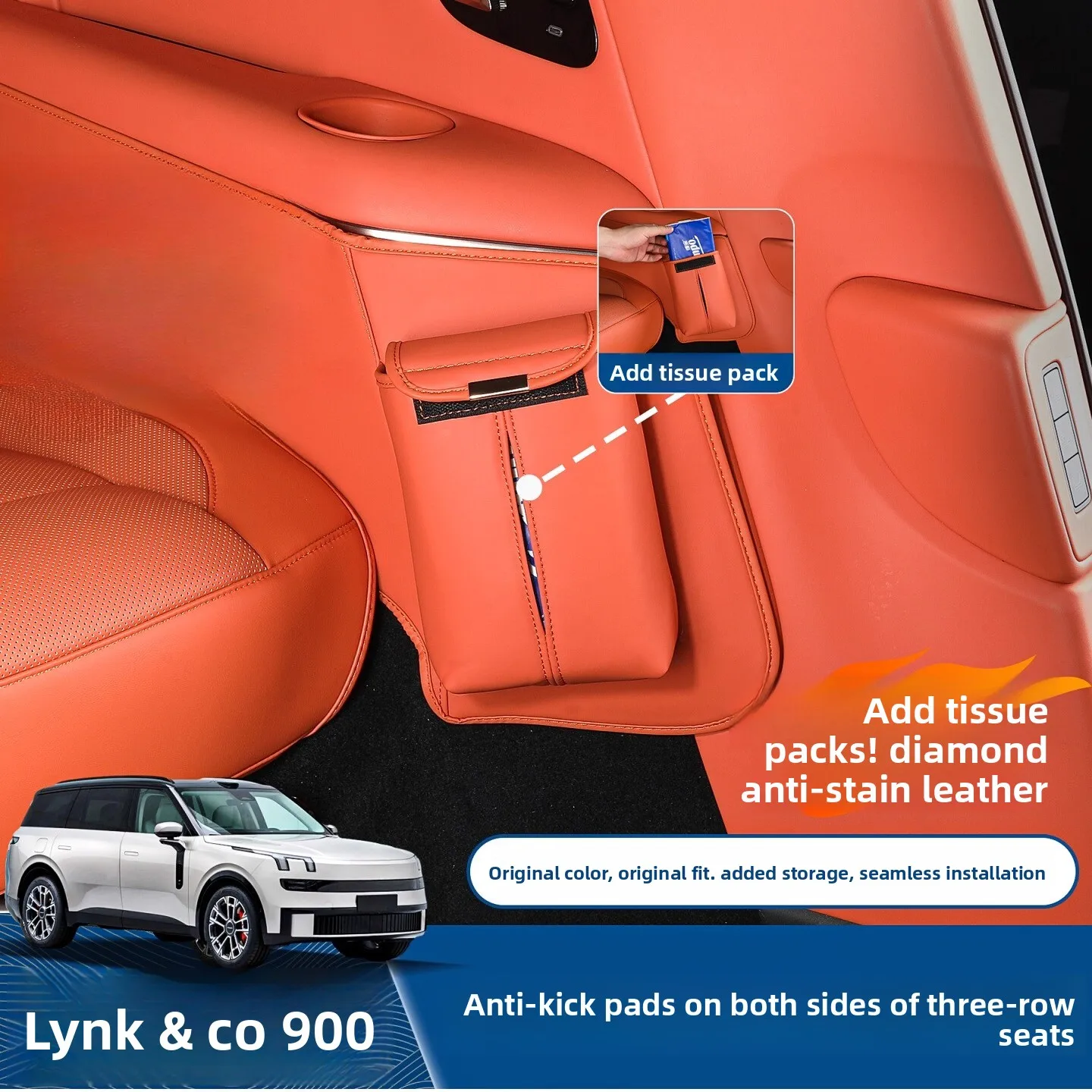 For Lynk&Co 900 three row seats with anti kick pads on both sides with ...