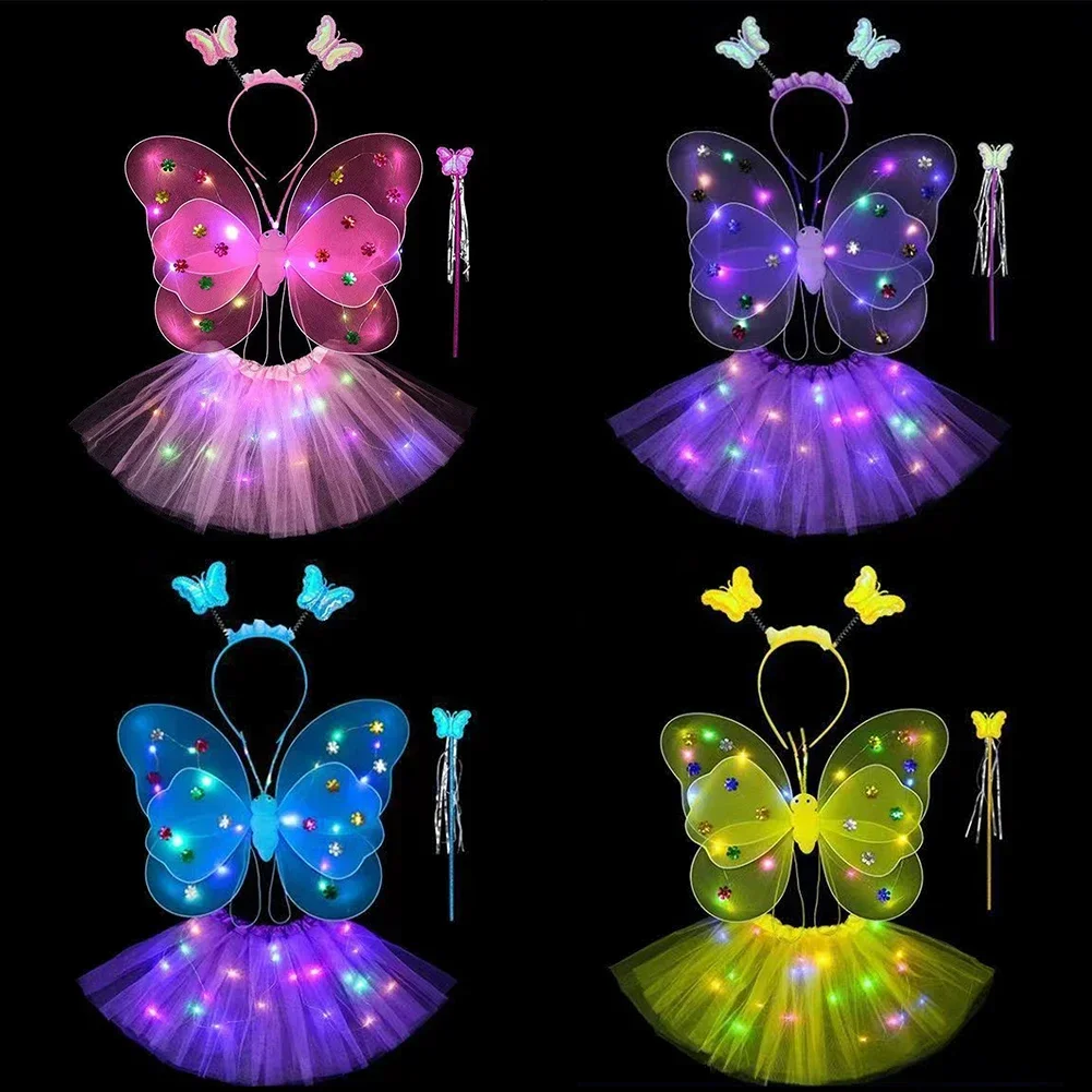 3-4Pcs-Set-Double-Layers-Girls-Led-Flashing-Light-Fairy-Butterfly-Wing ...