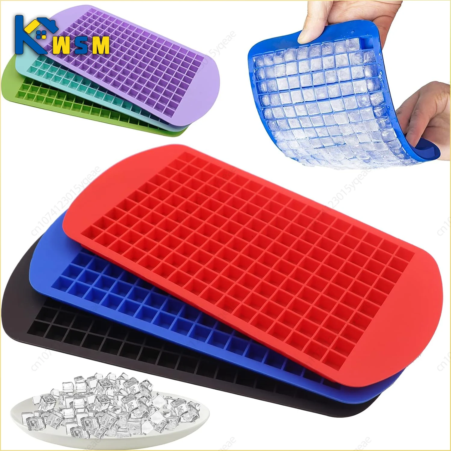 160-Grid-Mini-Silicone-Ice-Tray-Ice-Cubes-Foldable-Ice-Mold-Ice-Breaker ...