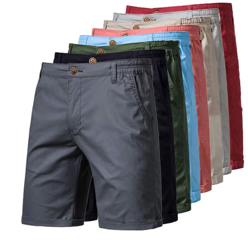Pantalones-cortos-de-algod-n-para-Hombre-Shorts-de-Color-s-lido-cintura ...