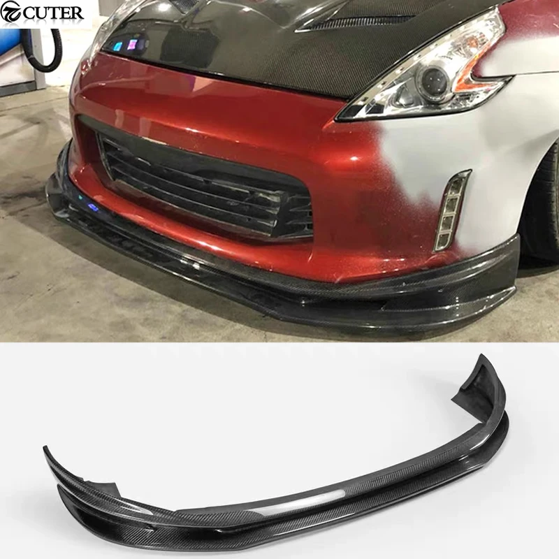 370z Z34 V Style Carbon Fiber Fiberglass Front Bumper Lip Splitter For ...