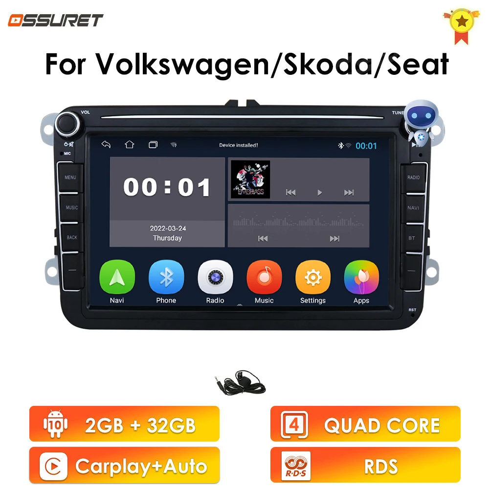 2 Din Car Radio Android For Vw Polo Golf 5 6 Plus Passat B6 Cc Jetta 3 ...