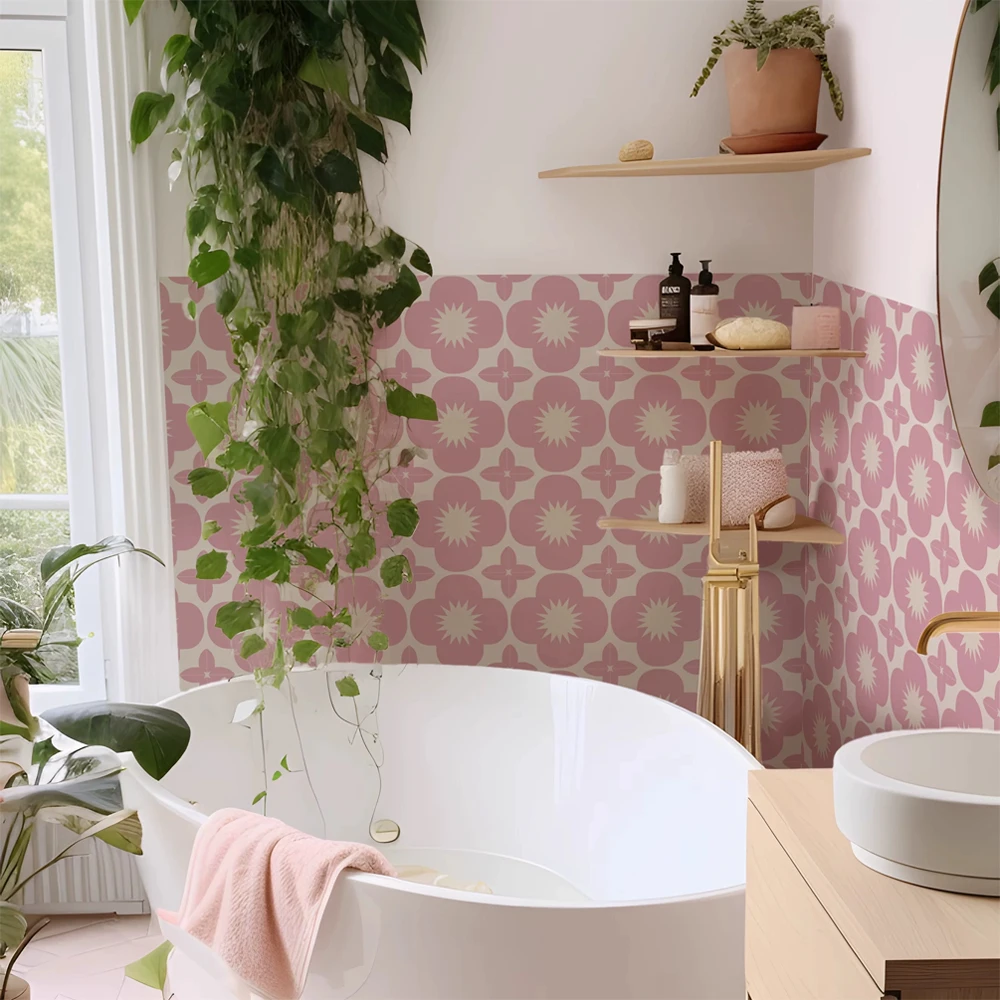 10cs-Pink-Matte-Wall-Tile-Sticker-Transfer-Peel-and-Stick-Self-Adhesive ...