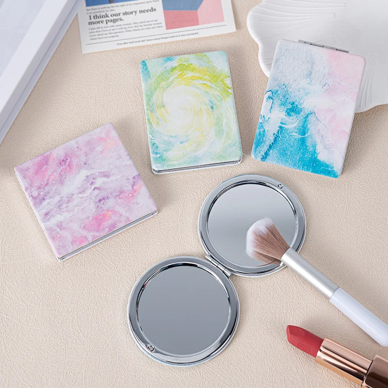 Watercolor-Fantasy-Makeup-Mirror-Portable-Mini-Metal-Round-Mirror ...