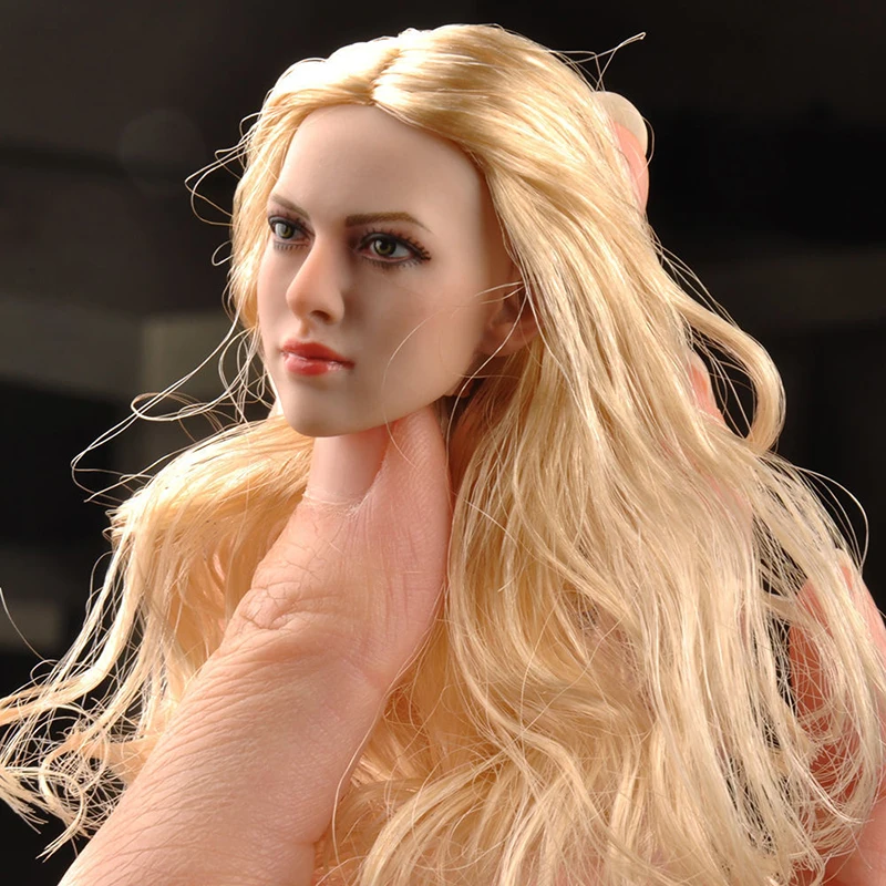 KT004 1/6 Golden Hair Female Head Sculpt Model suntan Carving Sculpture ...