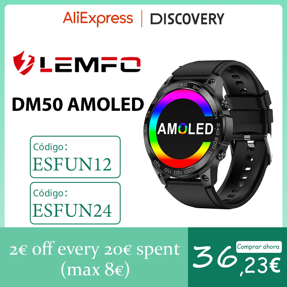 Lemfo dm50 nfc relógio inteligente homem amoled tela hd bluetooth chamada smartwatch relógio ...