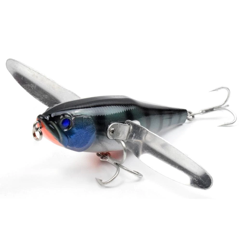 Topwater Fly fish Floating Popper with Stainless Steel Wings Fishing ...