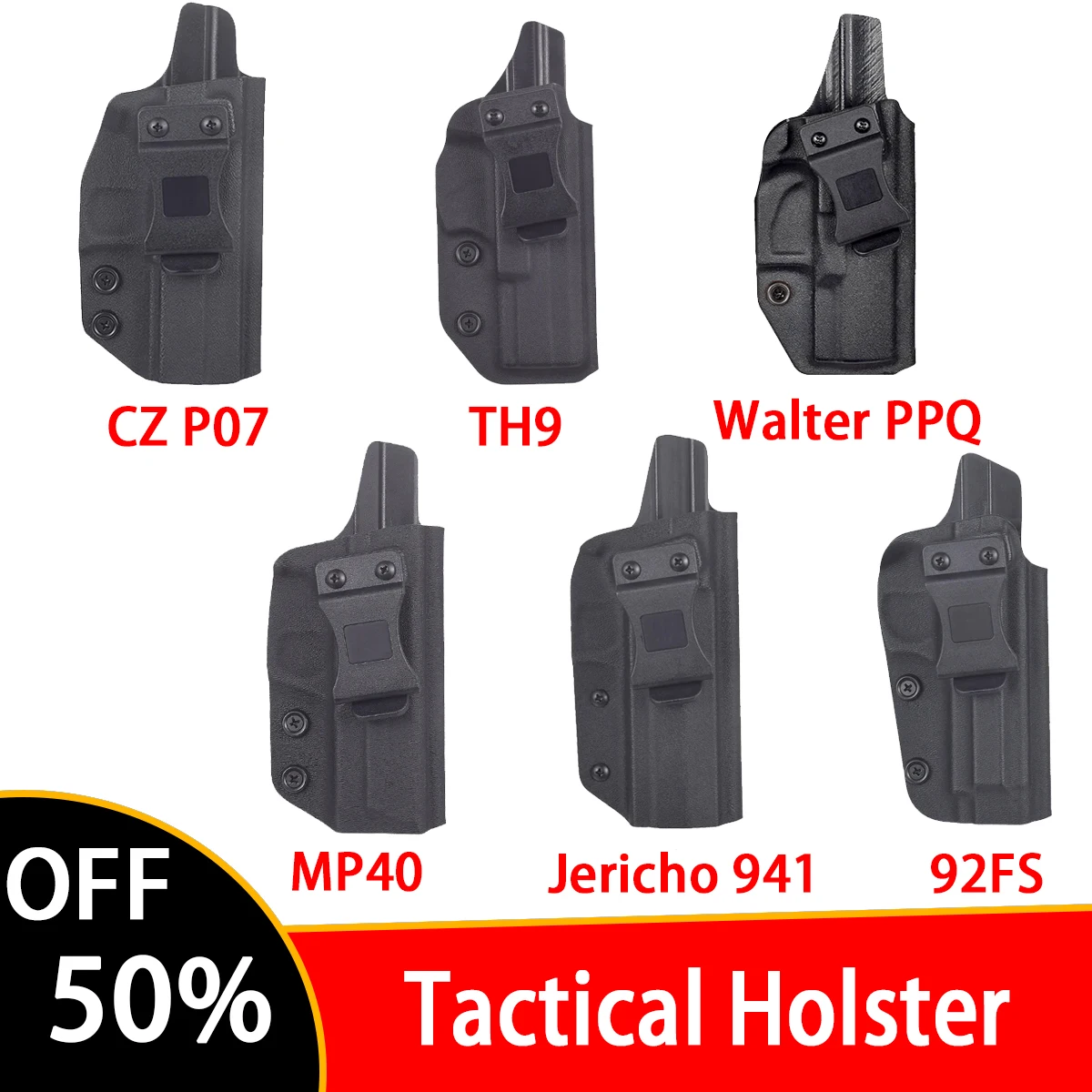 Tactical-IWB-Kydex-Holster-Berett-92fs-G26-cz-p07-jericho-941-For ...