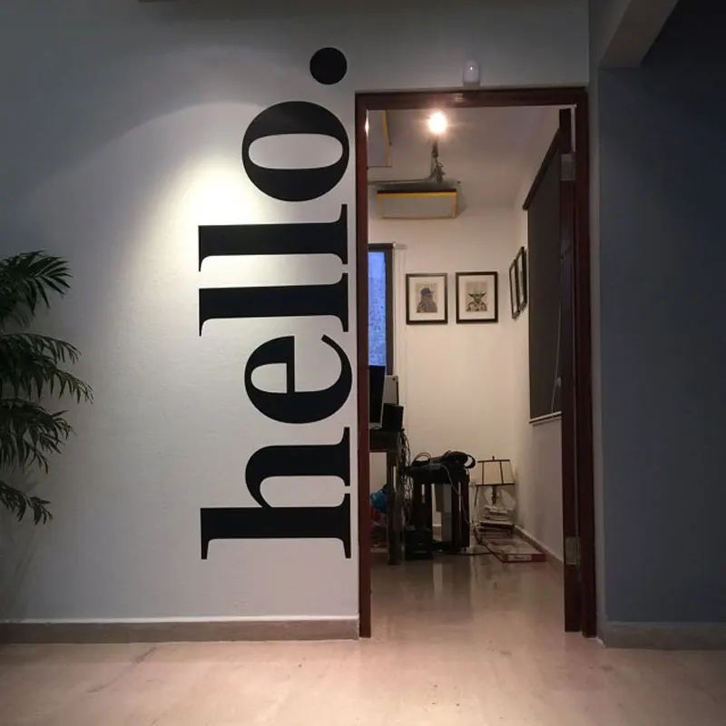 Large Size Hello Quotes Wall Sticker Vinyl Home Decor Living Room ...
