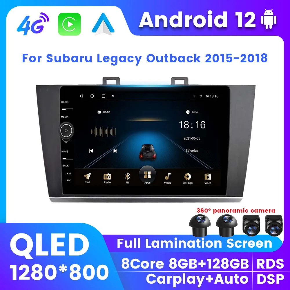 1280-800P-QLED-8G-128G-With-Knob-Android-Car-Player-For-Subaru-Legacy ...