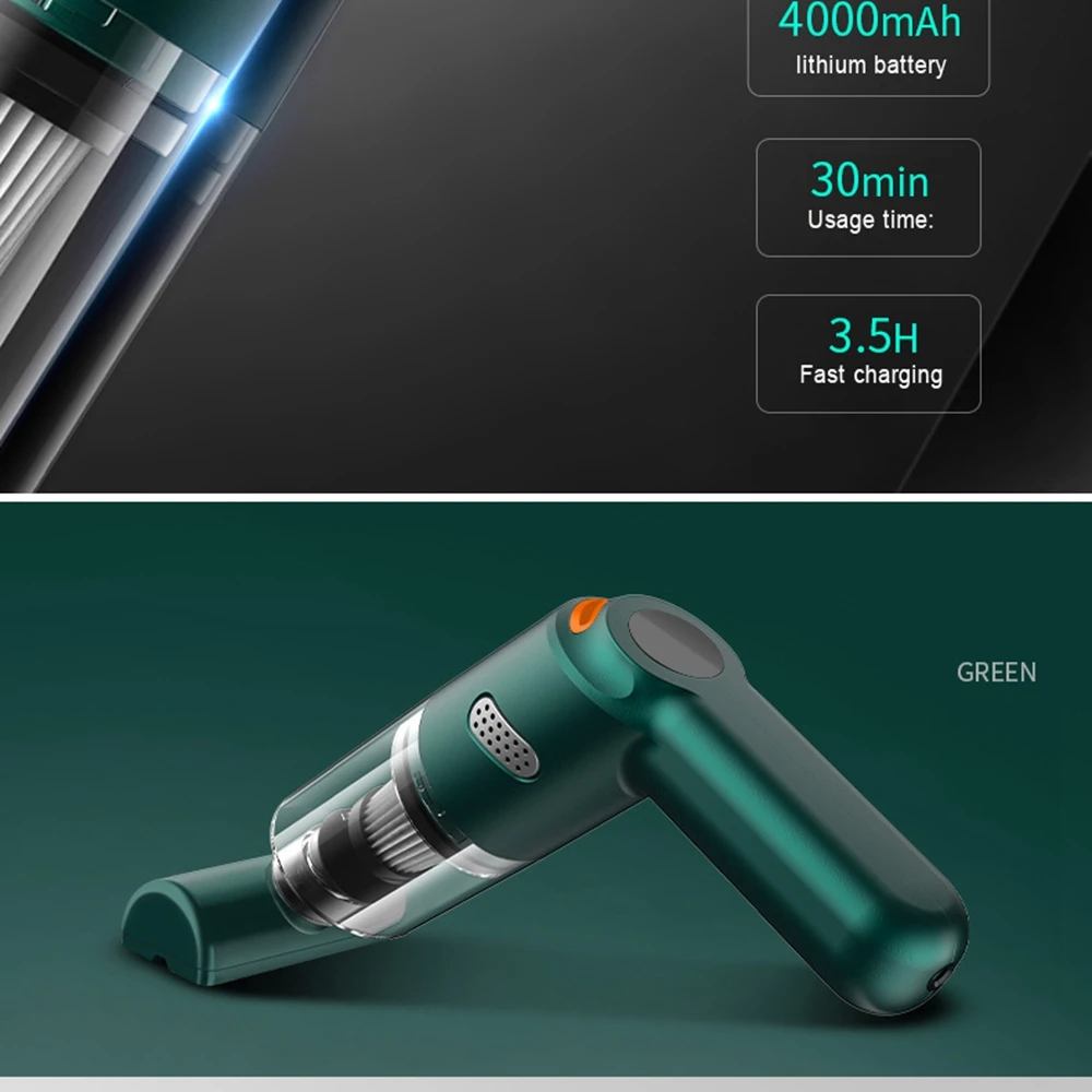 La couleur noire Mini aspirateur à main sans fil pour voiture, 120W ...