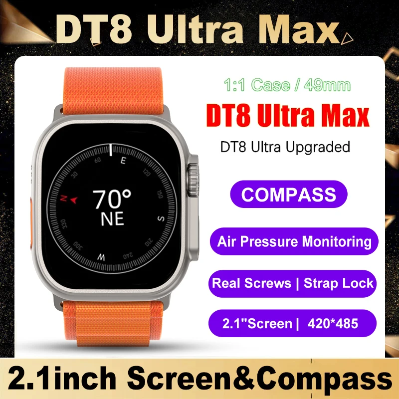 DT8 Ultra Max reloj inteligente para hombre, pulsera con pantalla mejorada de 2023 pulgadas, NFC ...
