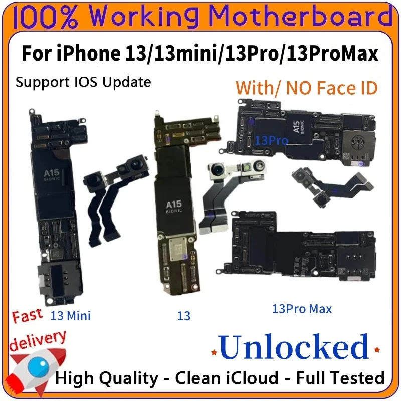 Unlocked Motherboard for iPhone 13 Mini Cleaned iCloud Mainboard for ...