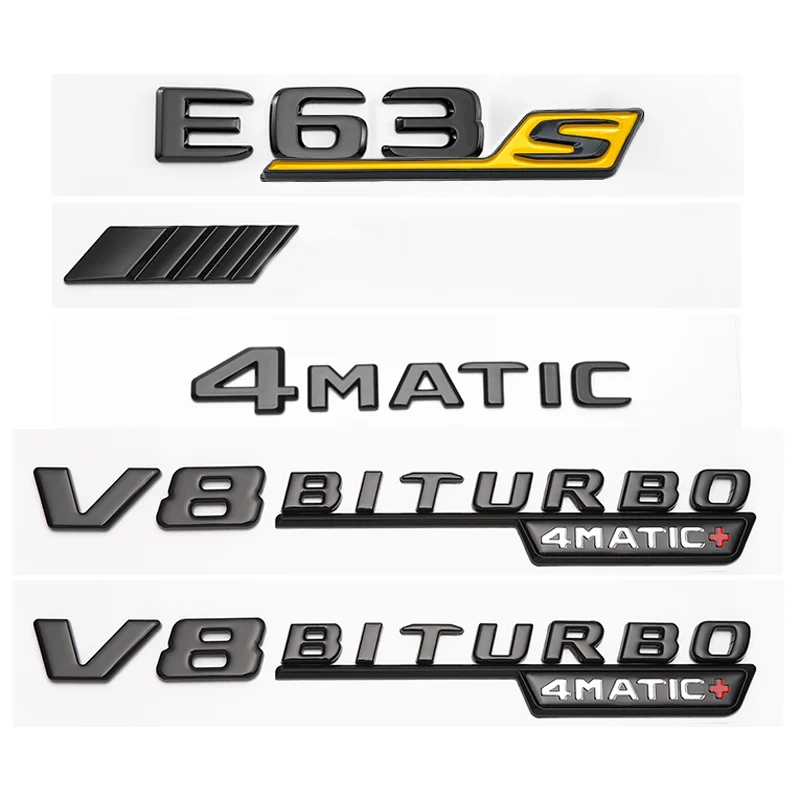 3D-Glossy-Black-Letters-E43-E53-E63-E63S-V8-Biturbo-4matic-ABS-Emblem ...