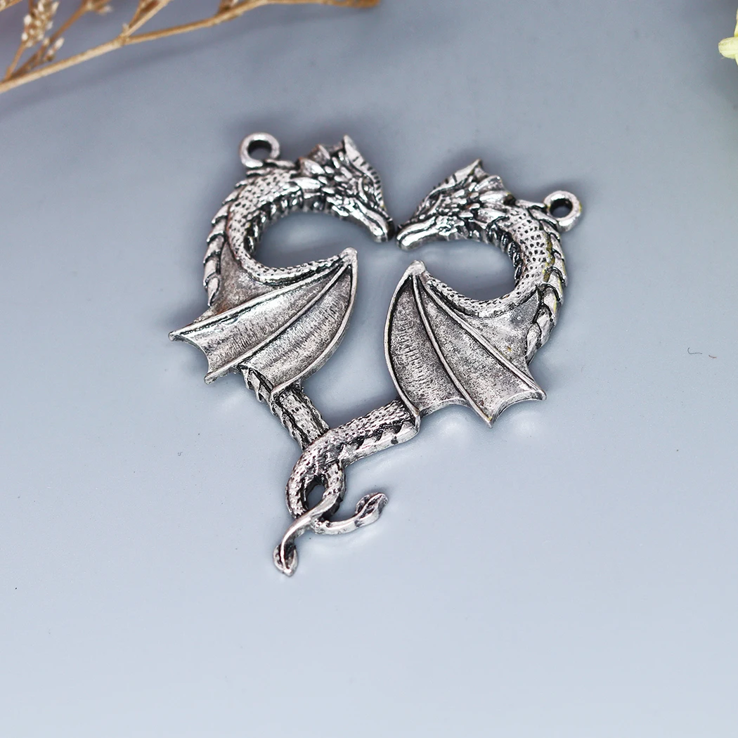 2PCS Handmade Viking Dragon Pendant Zinc Alloy DIY Necklace For Men ...