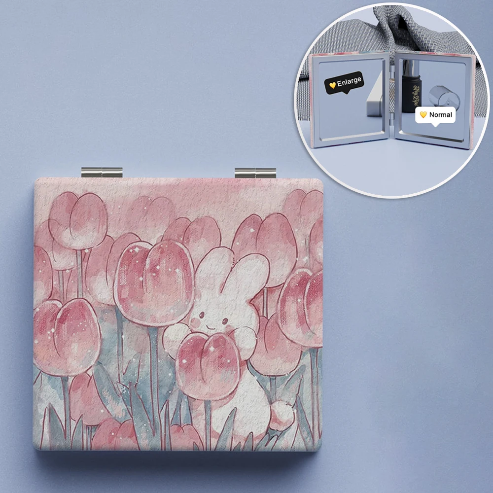 Cartoon-Double-Sided-Folding-Makeup-Mirror-Cute-Tulip-Bunny-Cosmetic ...