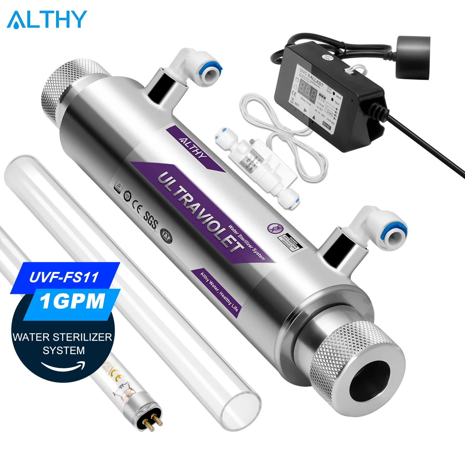 ALTHY UV Ultraviolet Water Sterilizer Purifier System Disinfection Filter PHILIP Lamp + Flow ...