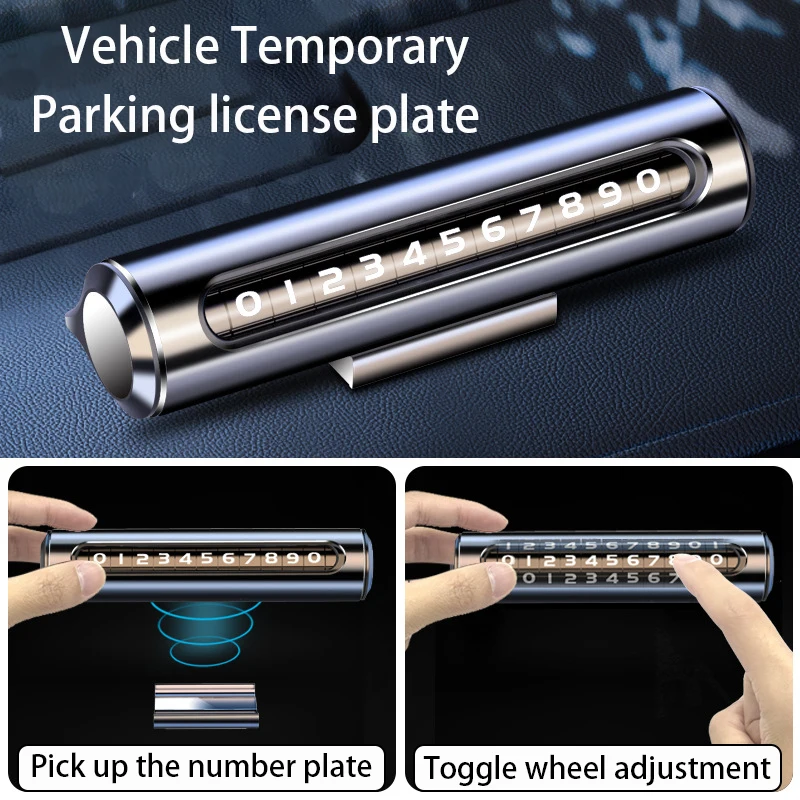 1-pcs-Car-temporary-parking-card-aluminum-alloy-roller-parking-plate ...