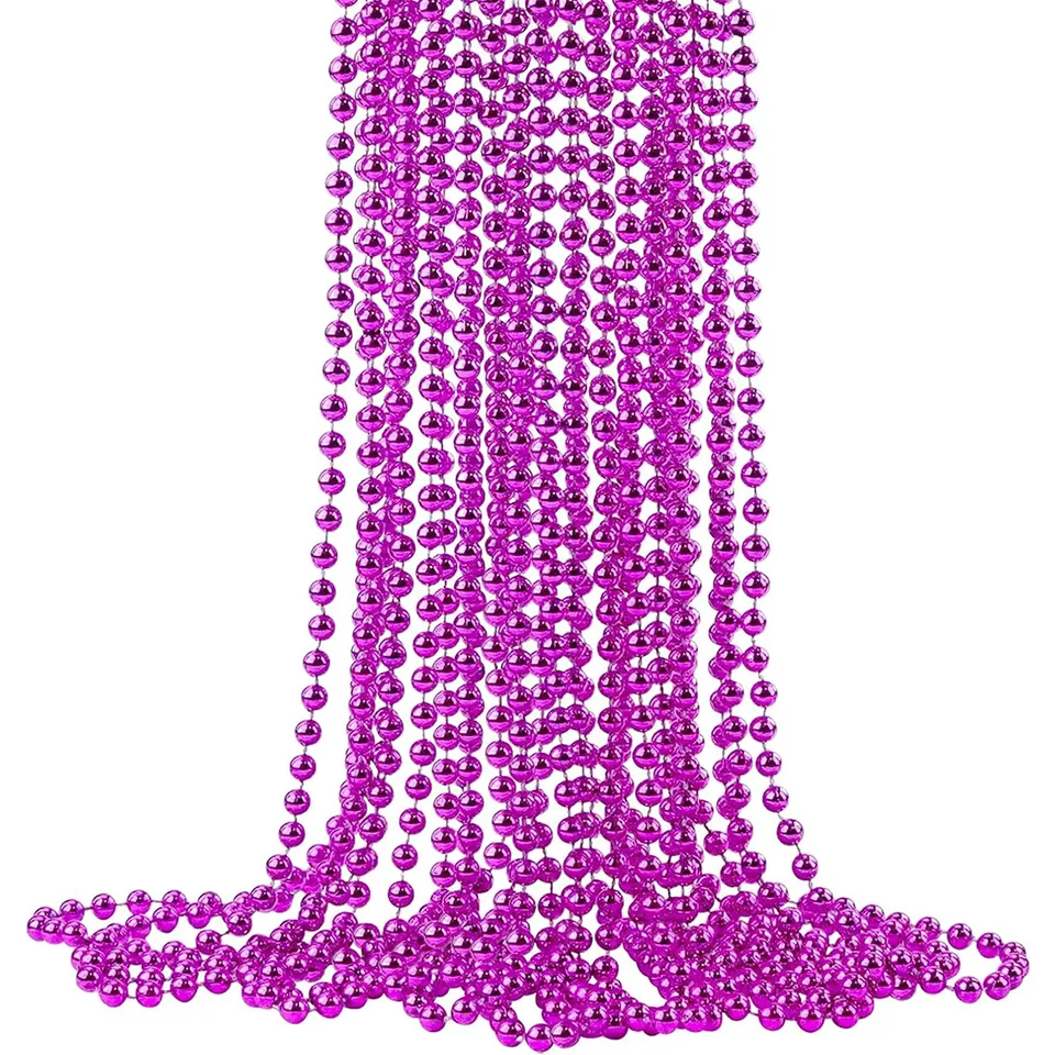 Pink Mardi Gras Beads Mardi Gras Metallic Bead Necklaces Party Favor
