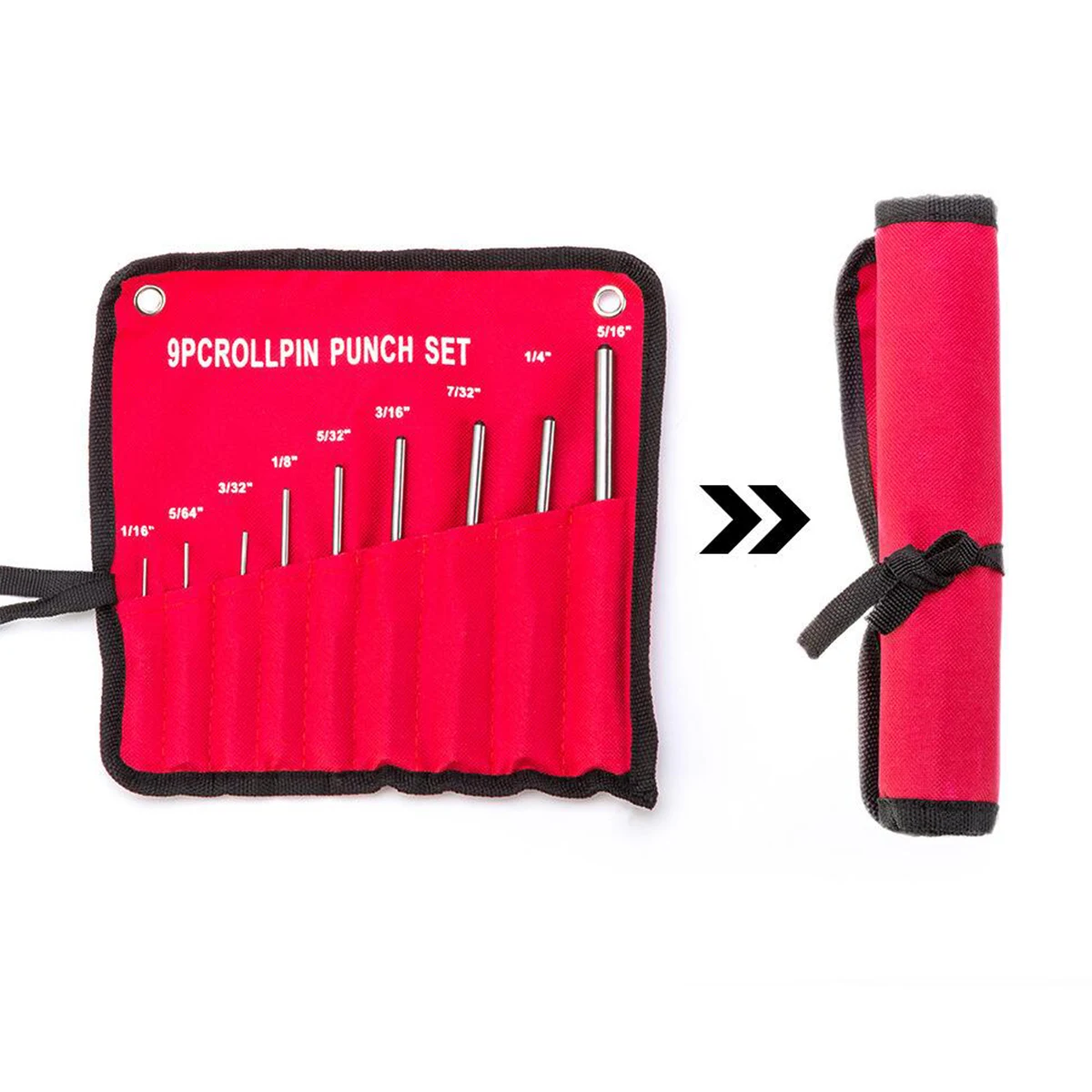 9Pcs Round Head Pins Punch Set Steel Multi Size Grip Roll Pins Punch ...