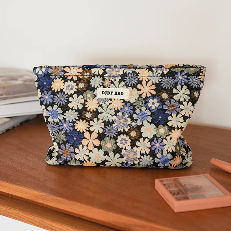 Women-s-Cosmetic-Bag-Blue-Floral-Large-Capacity-Cosmetics-Lipstick ...