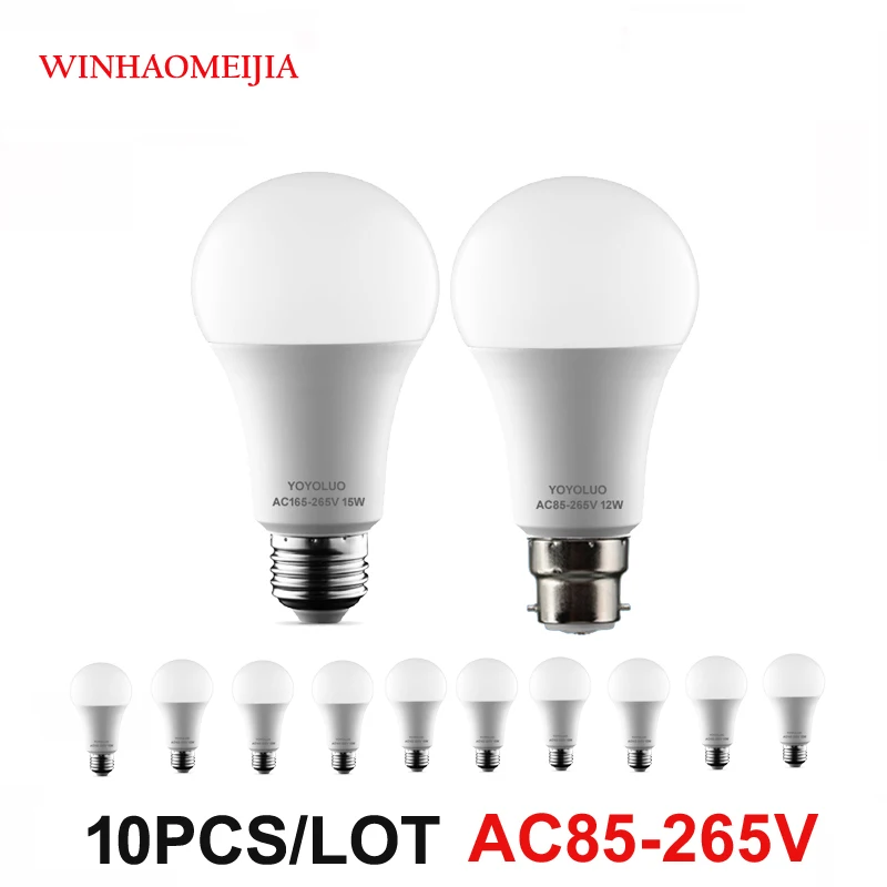 10pcs/lot E27 B22 LED Bulb Lamps 6W 9W 12W 15W 18W 21W Lampada LED ...