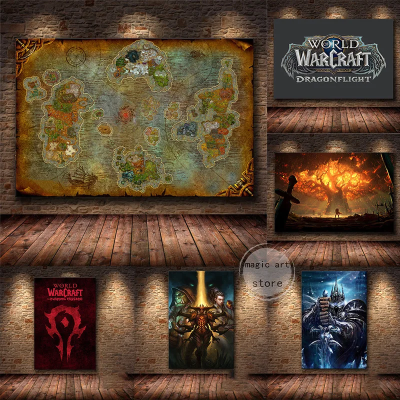 Classic-Pop-Game-World-of-Warcraft-Series-Art-Map-Posters-Canvas ...
