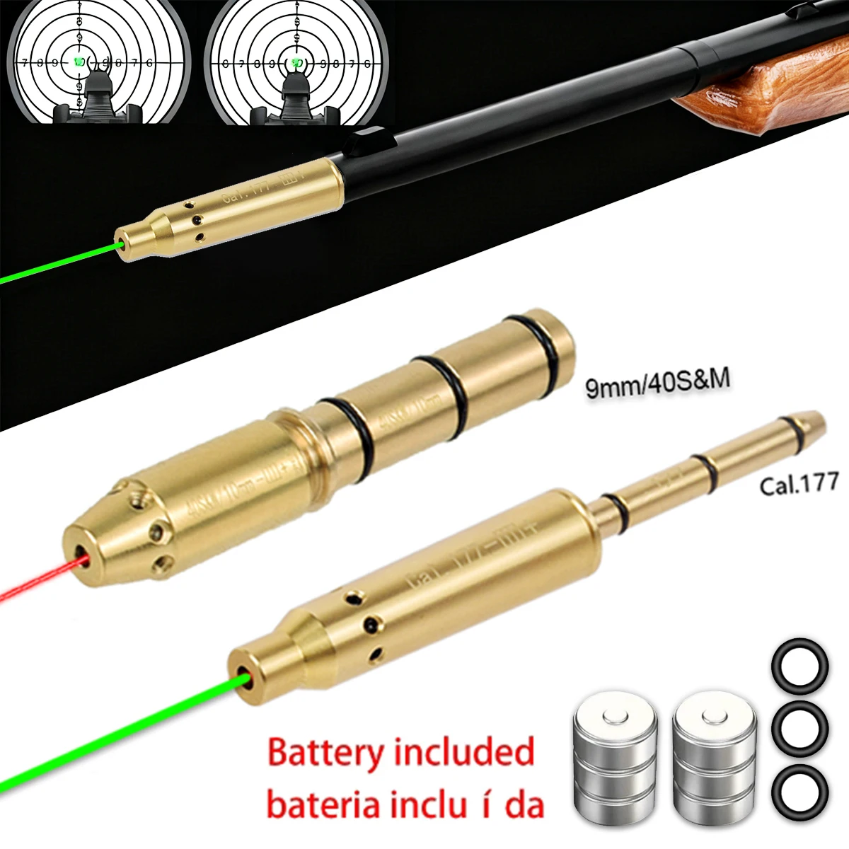New Upgrad Laser Bore Sight 9mm .177 .22LR .223Rem Bullet Boresighter ...