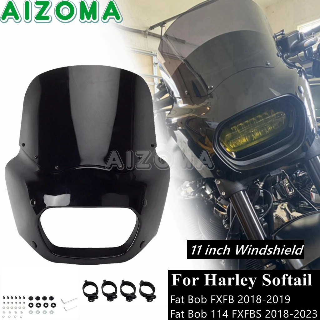 11 inch Motorcycle Fairing Headlight Mask Cowl Windshield Cover For ...