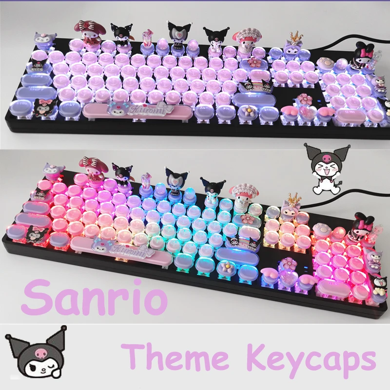 Sanrio-Kawaii-Kuromi-Keyboard-Cute-Cartoon-Wired-Wireless-Bluetooth ...