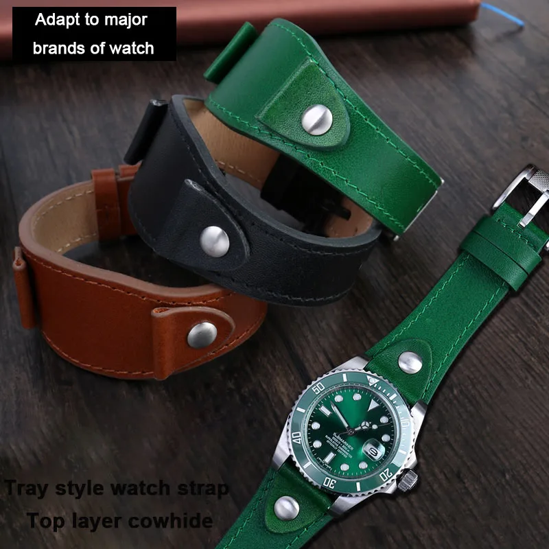 Cowhide-Watchband-20mm-22mm-strap-With-watch-mat-for-fossil-Rolex-Seiko ...