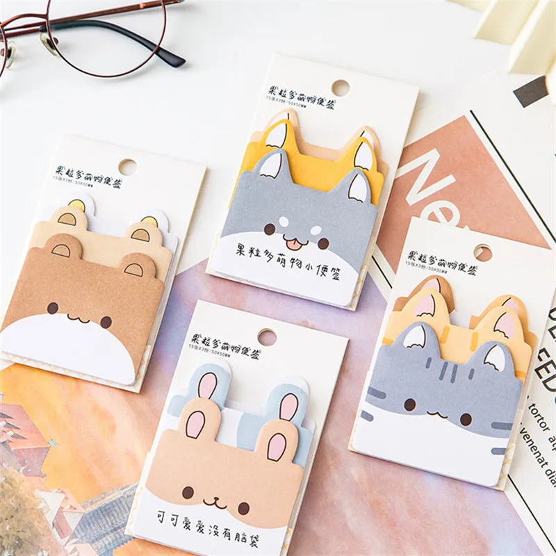 45Sheets/Pack Cartoon Sticky Notes Kawaii Penguin Pig Bear Cat Memo ...