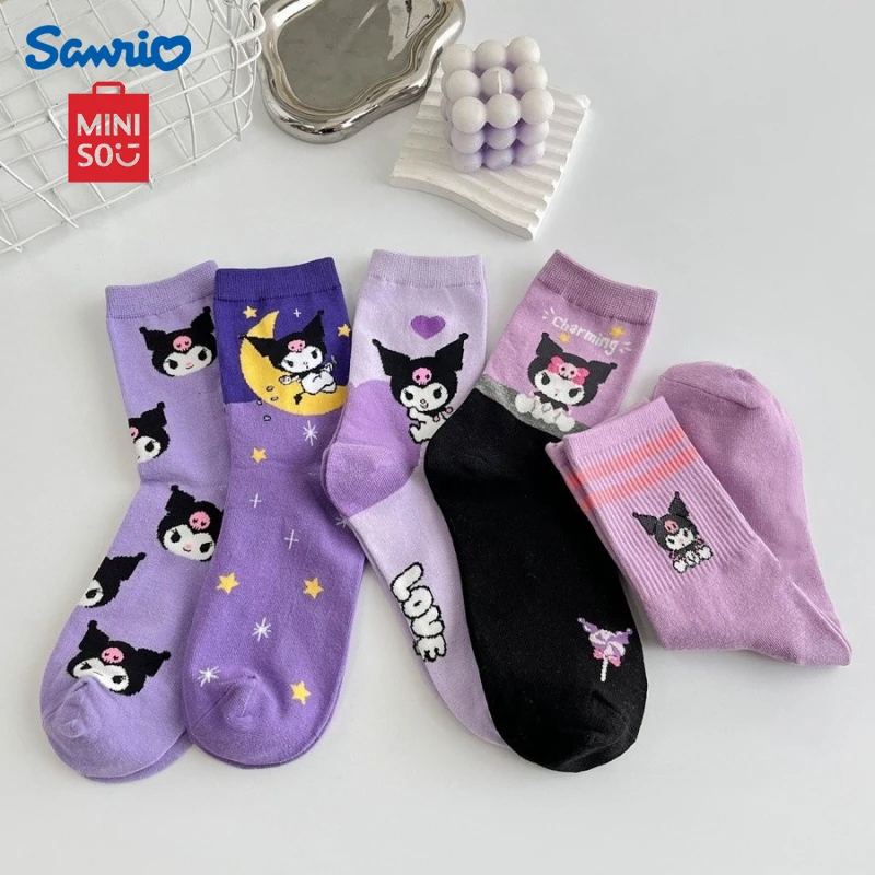 MINISO-Senrio-Cinnamoroll-Short-Socks-5PCS-Cartoon-Cute-Hello-Kitty ...
