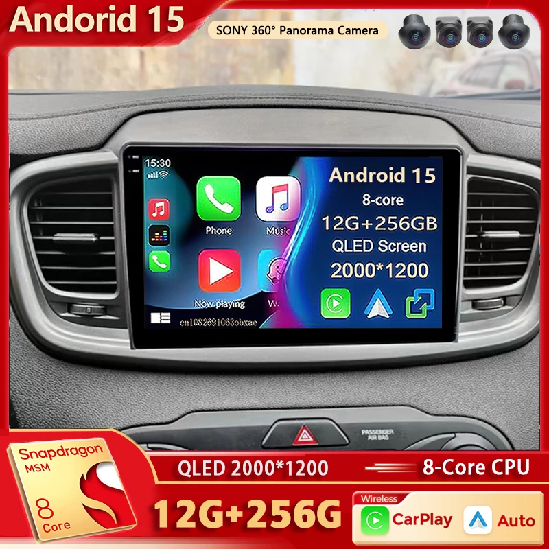 Android 15 para Kia Sorento 3 2014-2017 LHD 2K QLED estéreo Radio de ...