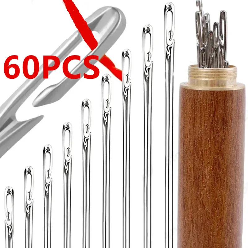 60pcs-Blind-Sewing-Needle-Elderly-Stainless-Steel-Self-Threading-Needle-Stitching-Pins-DIY-Punch ...