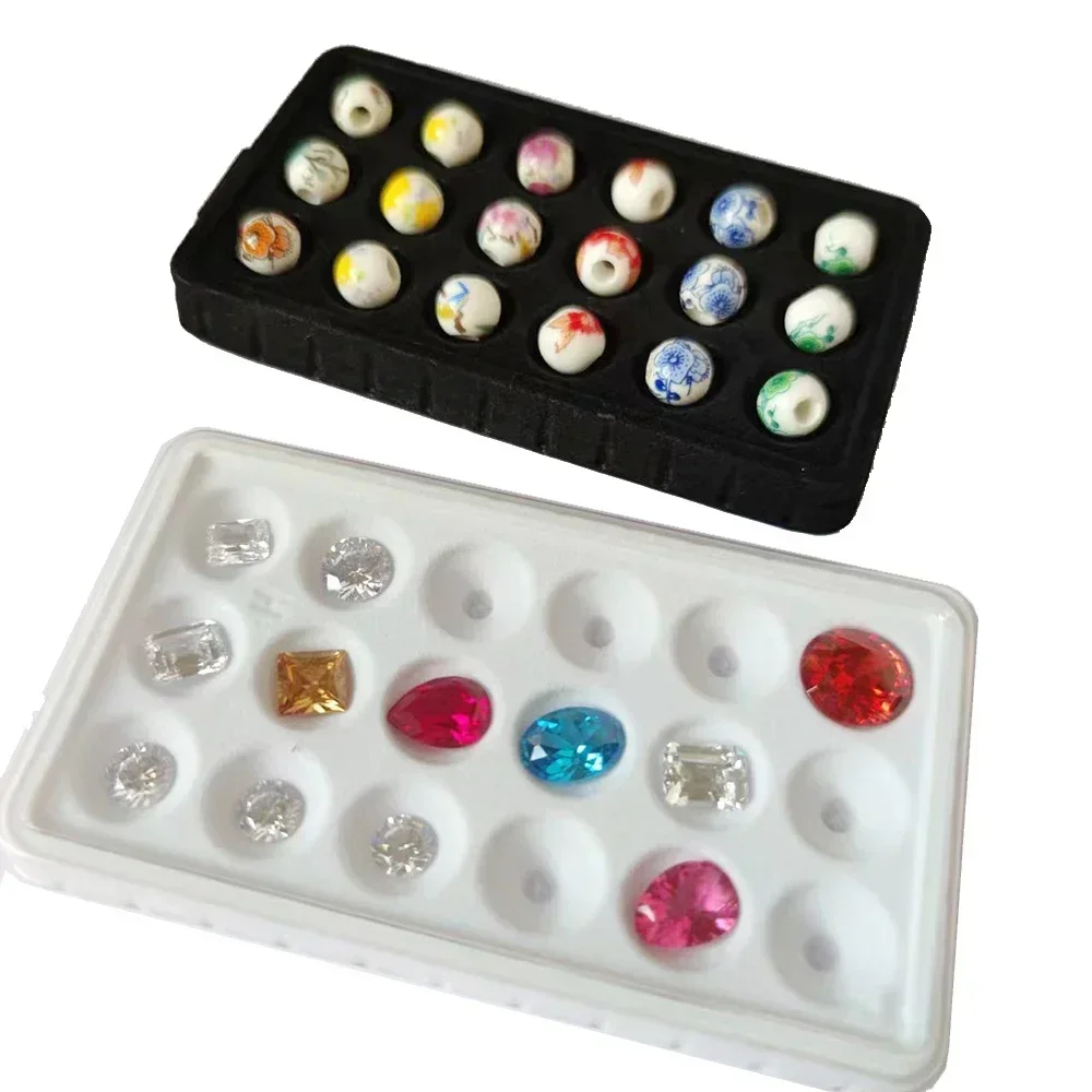 13-14mm Round Diamond Storage Box Gemstone Jewelry Display Case 18 ...