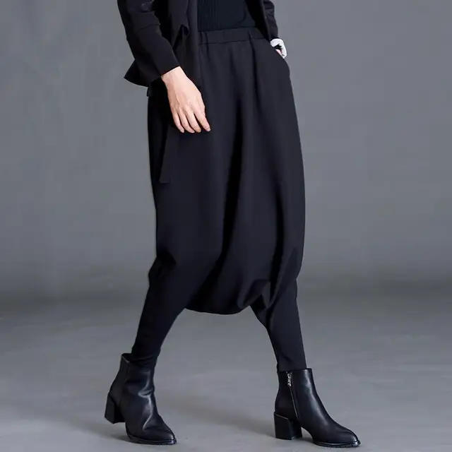 Spring New Women's Casual Cross-pants Loose Solid Color Trousers ...