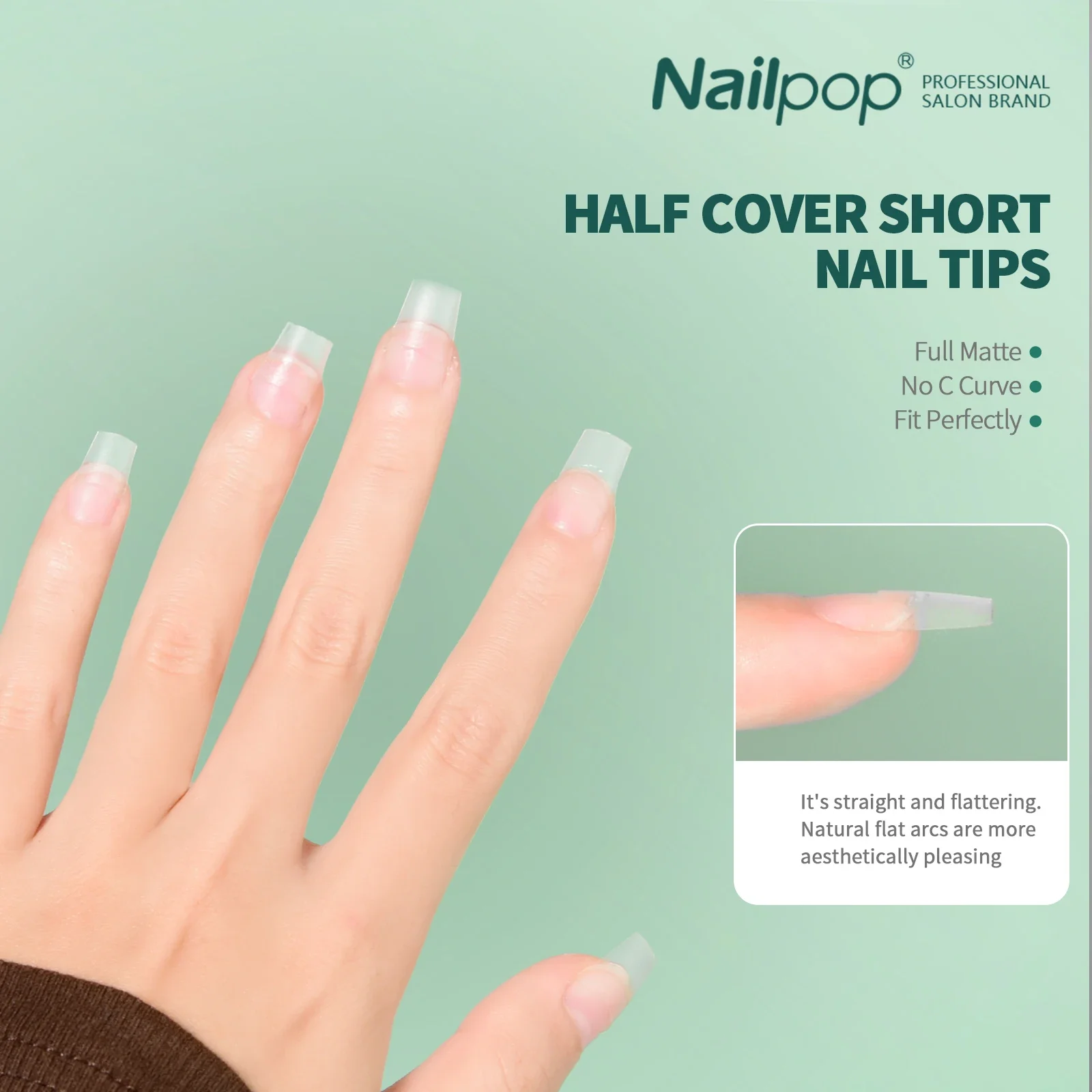 NAILPOP-150pcs-Half-Cover-Short-Fake-Nail-Tips-Full-Cover-15-Sizes-for ...