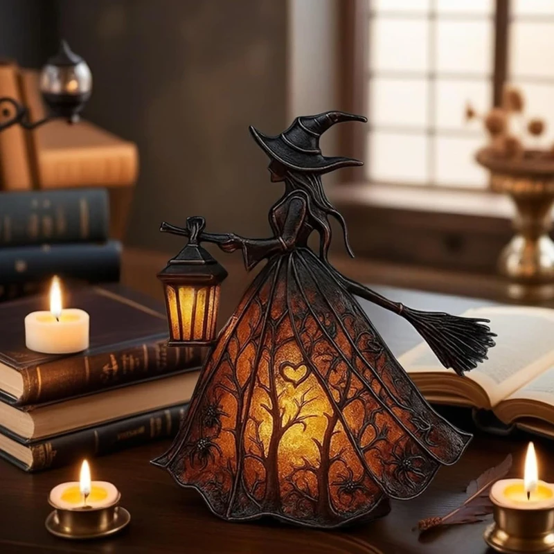 Halloween Witch Led Night Light Artistic Witch Skirt Hem Bedside Lamp ...