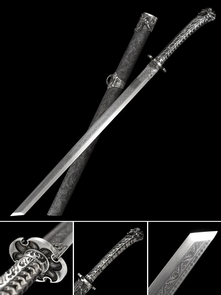 Chinese-Tang-Swords-1060-Steel-Blade-Engraved-With-Dragon-Real-Handmade ...