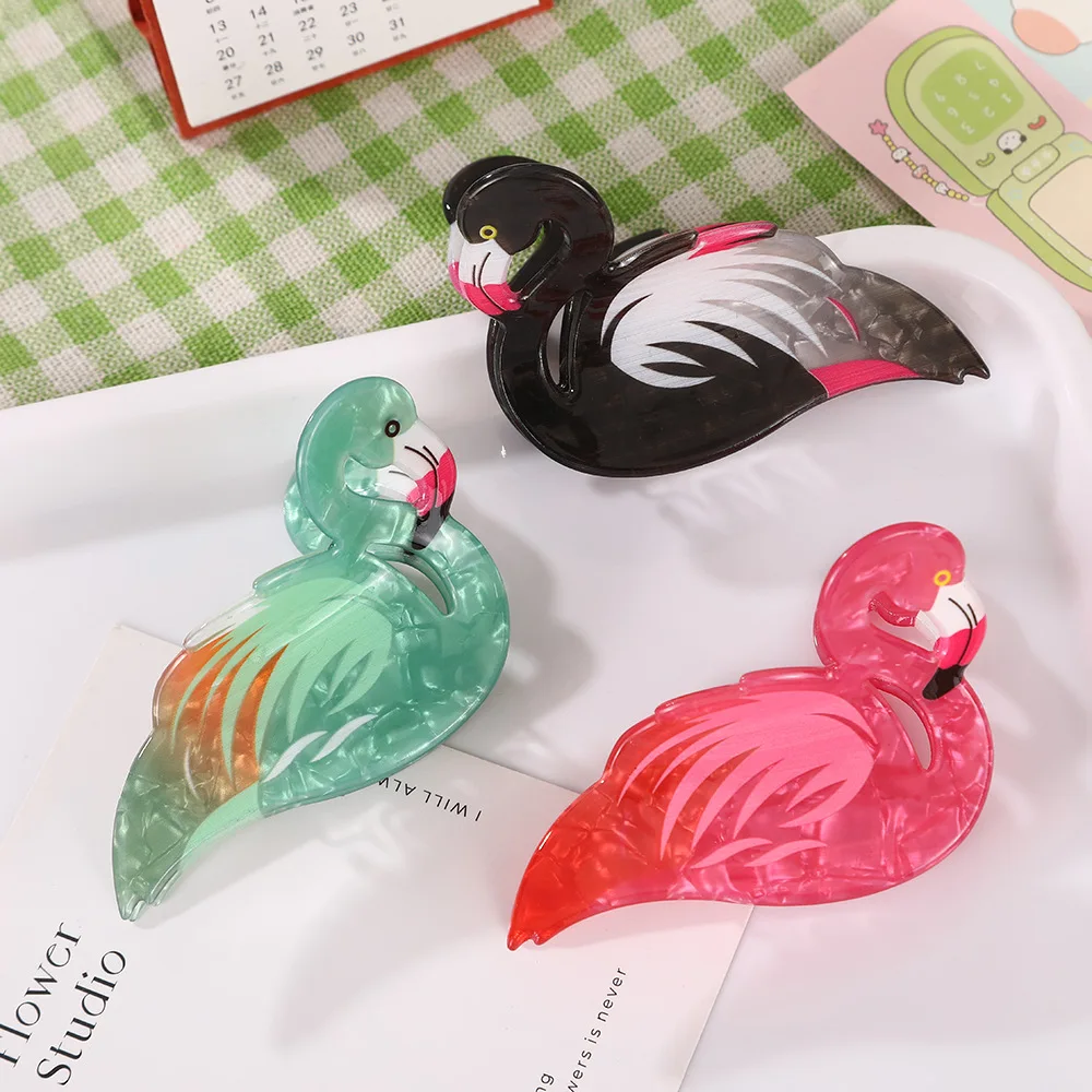 1pc New Acrylic Flamingo Claw Clip Animal Color Hairband for Women; New ...
