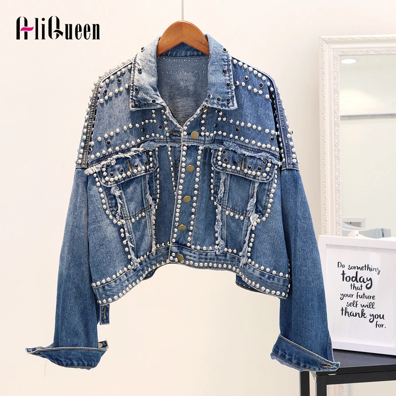 Chaqueta-vaquera-Punk-con-remaches-para-Mujer-abrigo-informal-corto-y ...