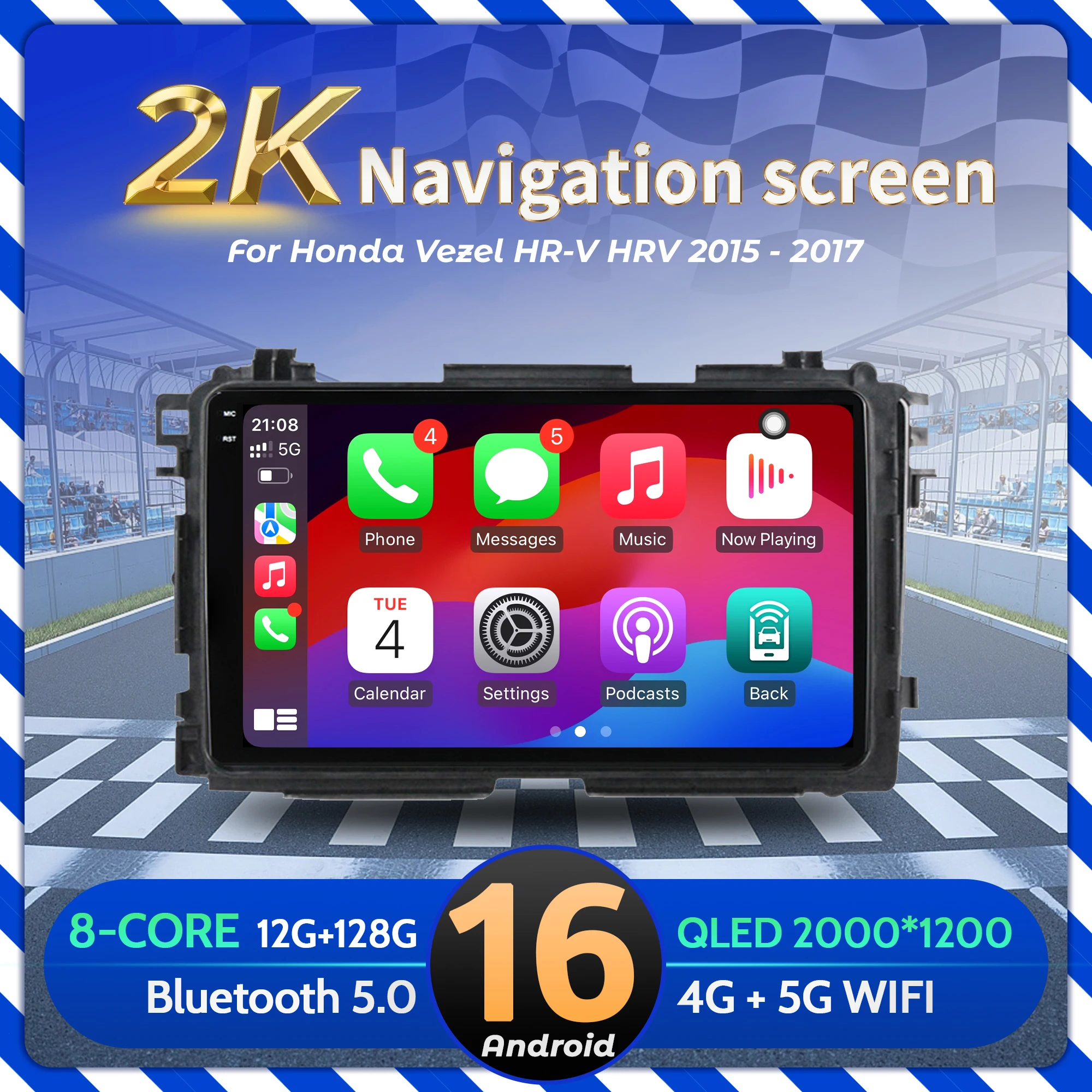 9 inch Car Radio Android 16 For Honda Vezel HR-V HRV 2015-2017 BT ...