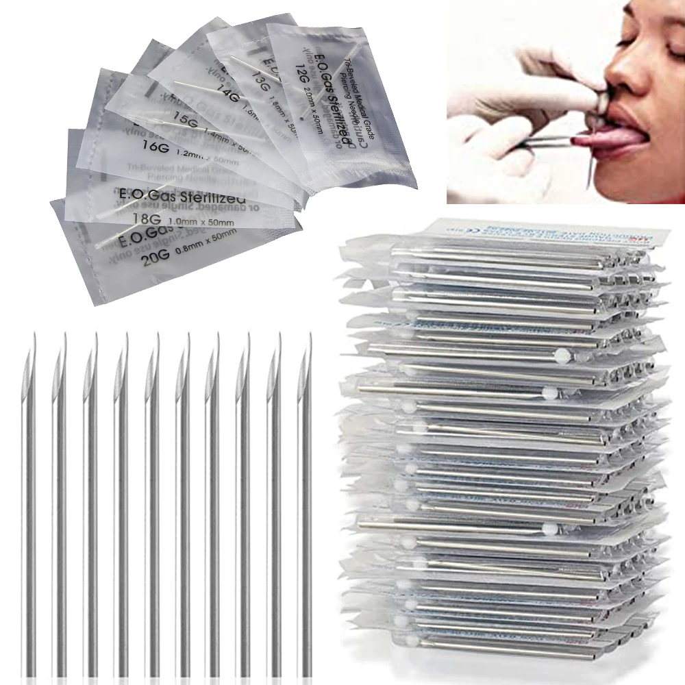 Sterile Disposable Tattoo 12g/14g/16g/18g Piercing Needles Navel Nipple ...