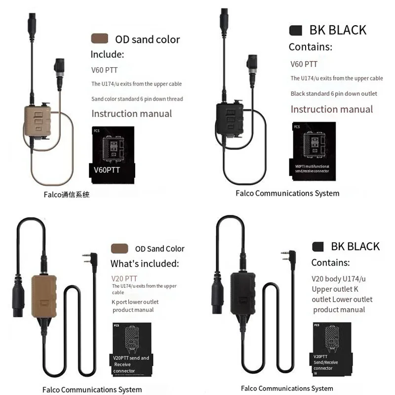 Tactical Headset PTT V20/V60 Multi-Function Single/Dual Channel ...